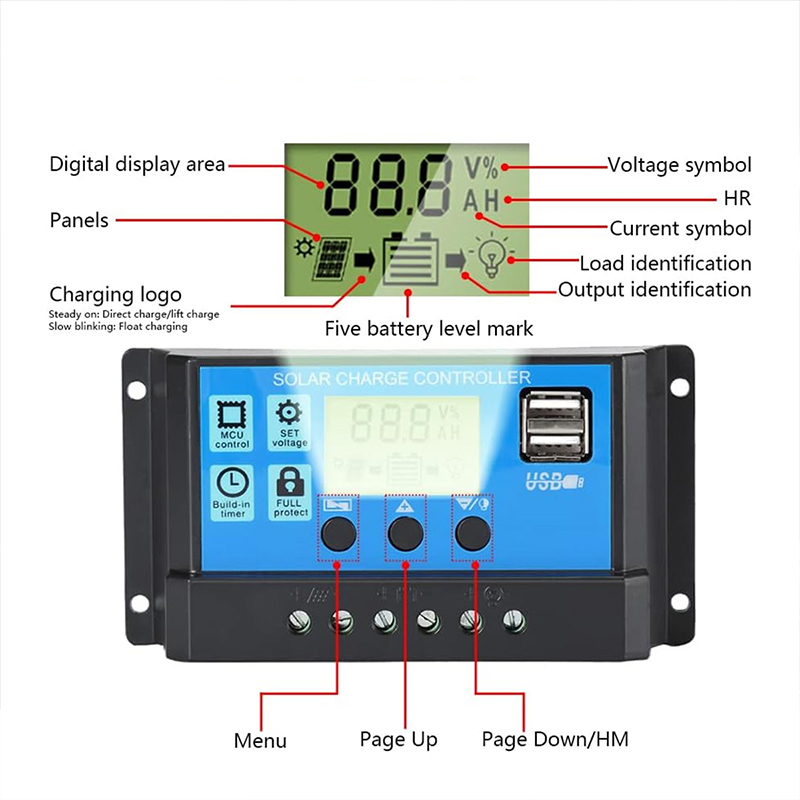 VoltMax 60A MPPT Solar Controller 12V 24V Auto LCD Display Bluetooth ...