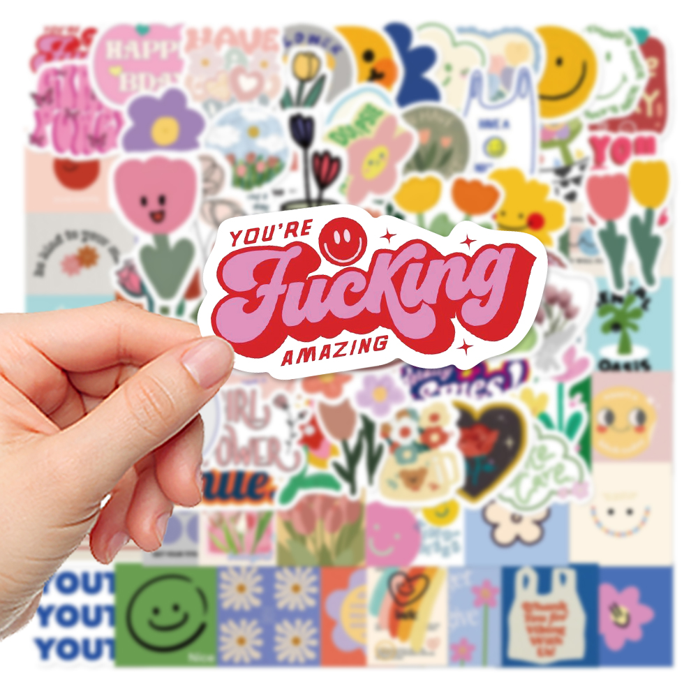 Korean Aesthetic Stickers 90PCS - Cute Flower & Smiley Face Decals for ...