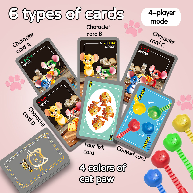 Children's toy cat and mouse board game Interactive card game ...