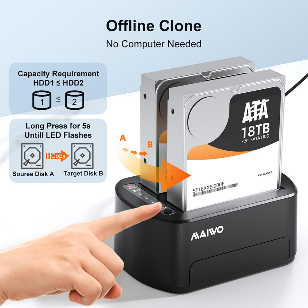 MAIWO HDD Clone Docking Station for 2.5/3.5 Inch HDD SSD Support ...