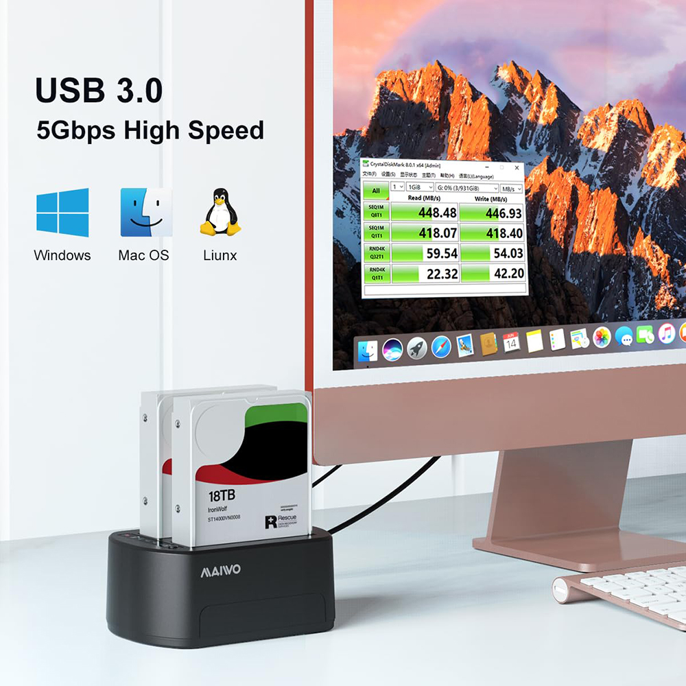 MAIWO HDD Clone Docking Station for 2.5/3.5 Inch HDD SSD Support ...