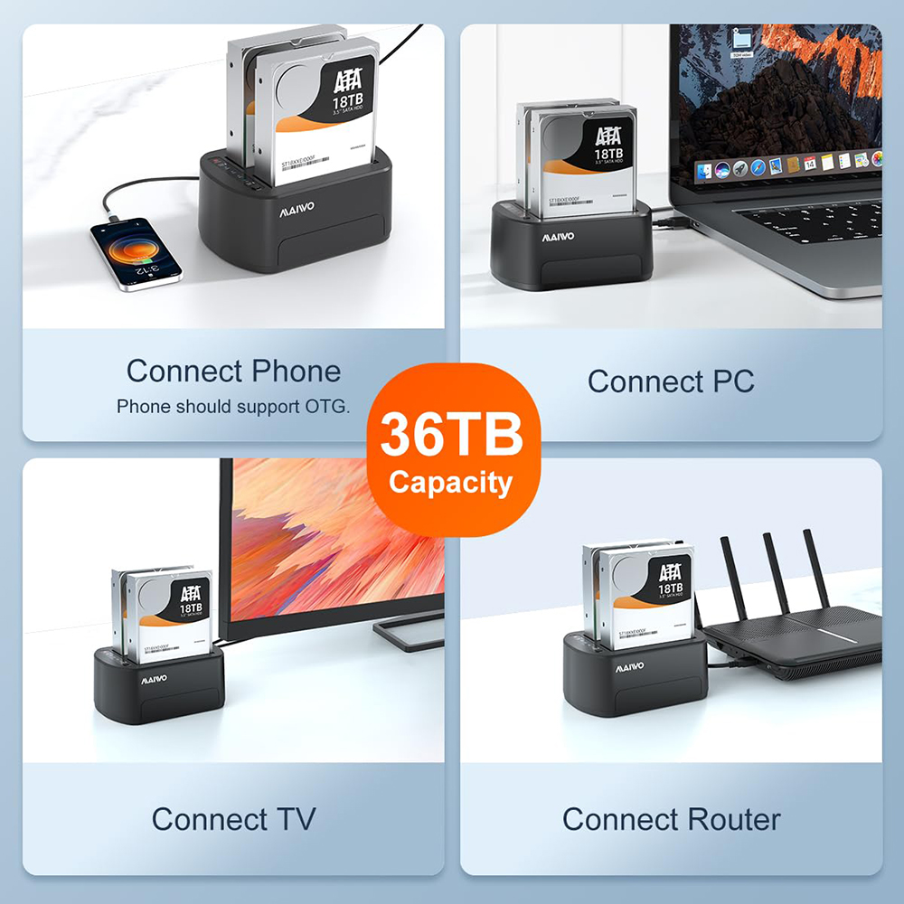 MAIWO HDD Clone Docking Station for 2.5/3.5 Inch HDD SSD Support ...