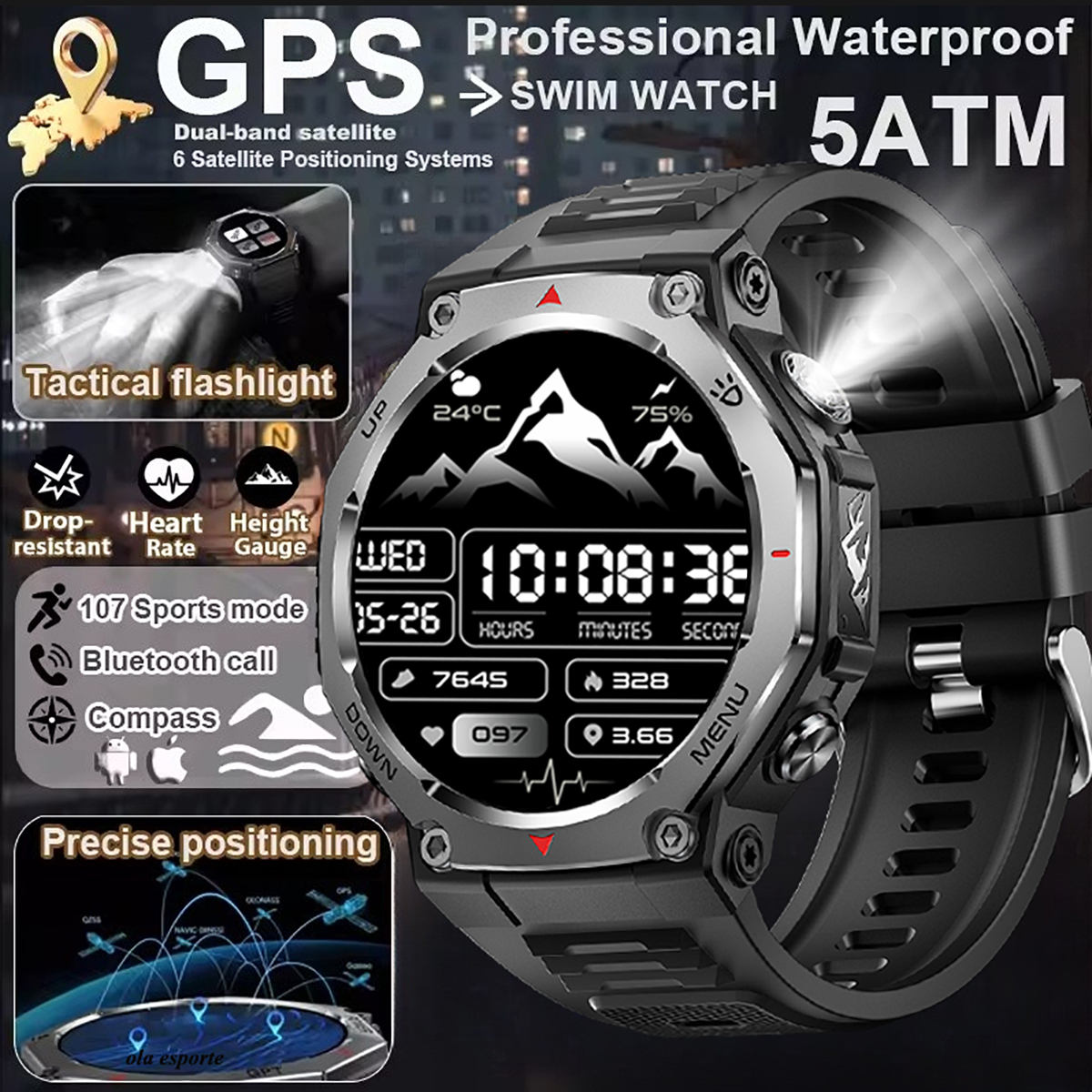 New T-Rex 3 Swim Smart Watch Waterproof Flashlight Amoled Sport GPS ...