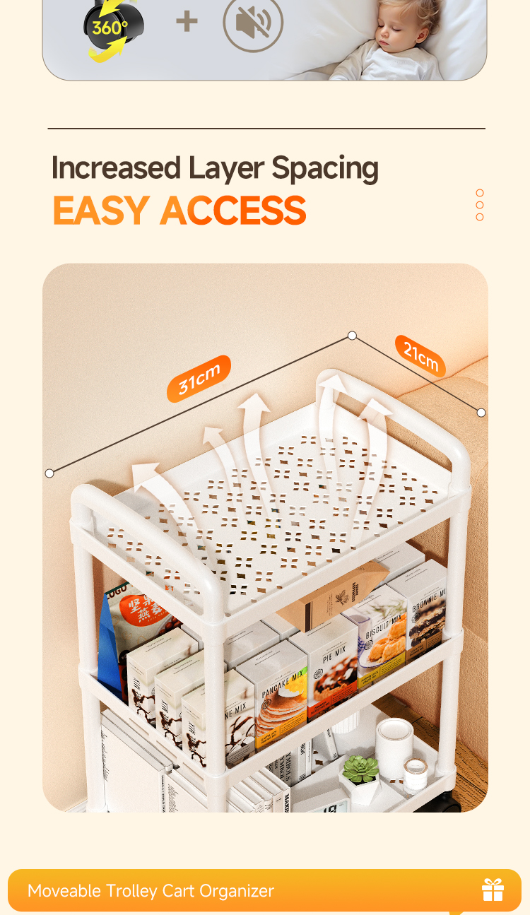 3/4/5 layer Moving Rack Trolley Cart organizer kitchen Shelf rack ...