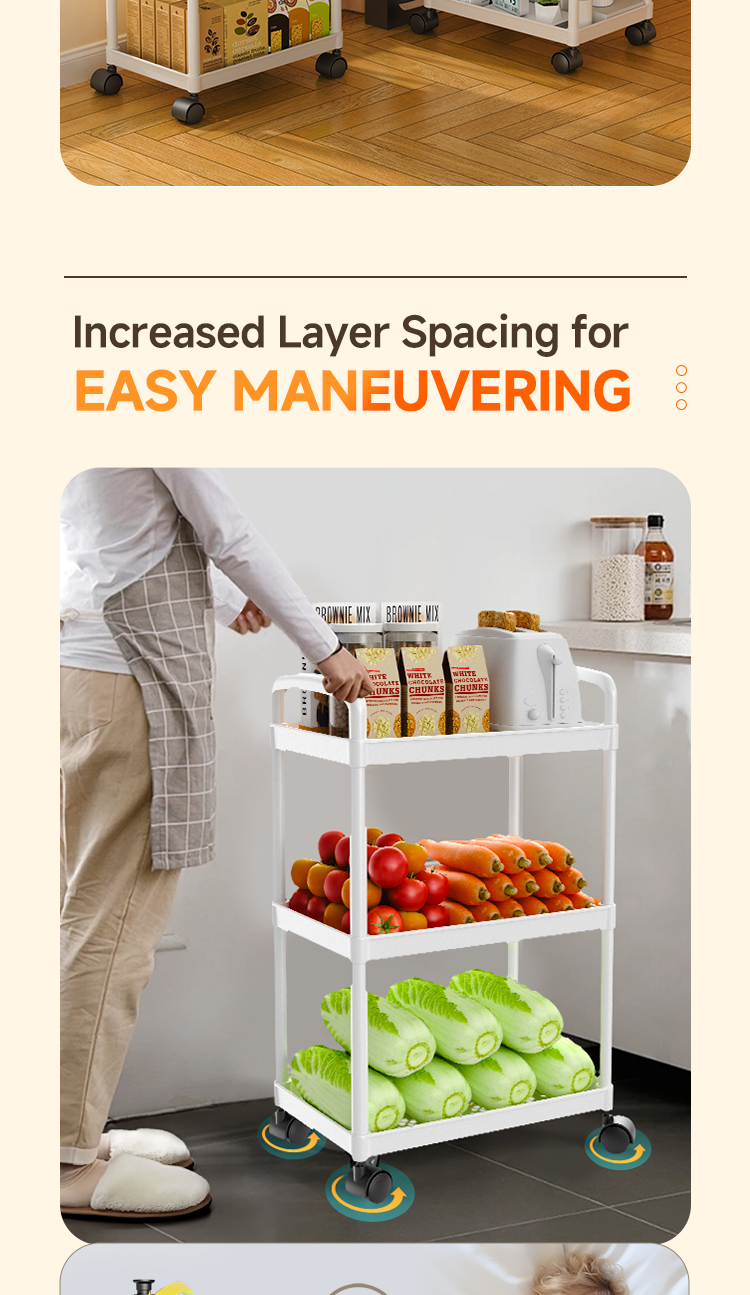 3/4/5 layer Moving Rack Trolley Cart organizer kitchen Shelf rack ...