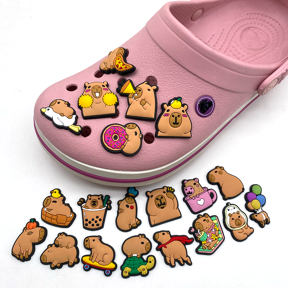 Capybara Animal Relax Funny Cartoon Cute Shoe Charms for Clogs Sandals ...