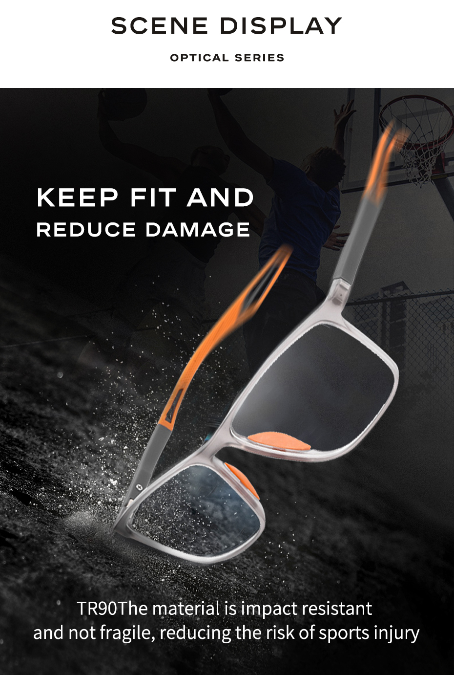 CAPONI Sports Men's Glasses TR-90 Frame Sturdy Wear-resistant Non-slip ...