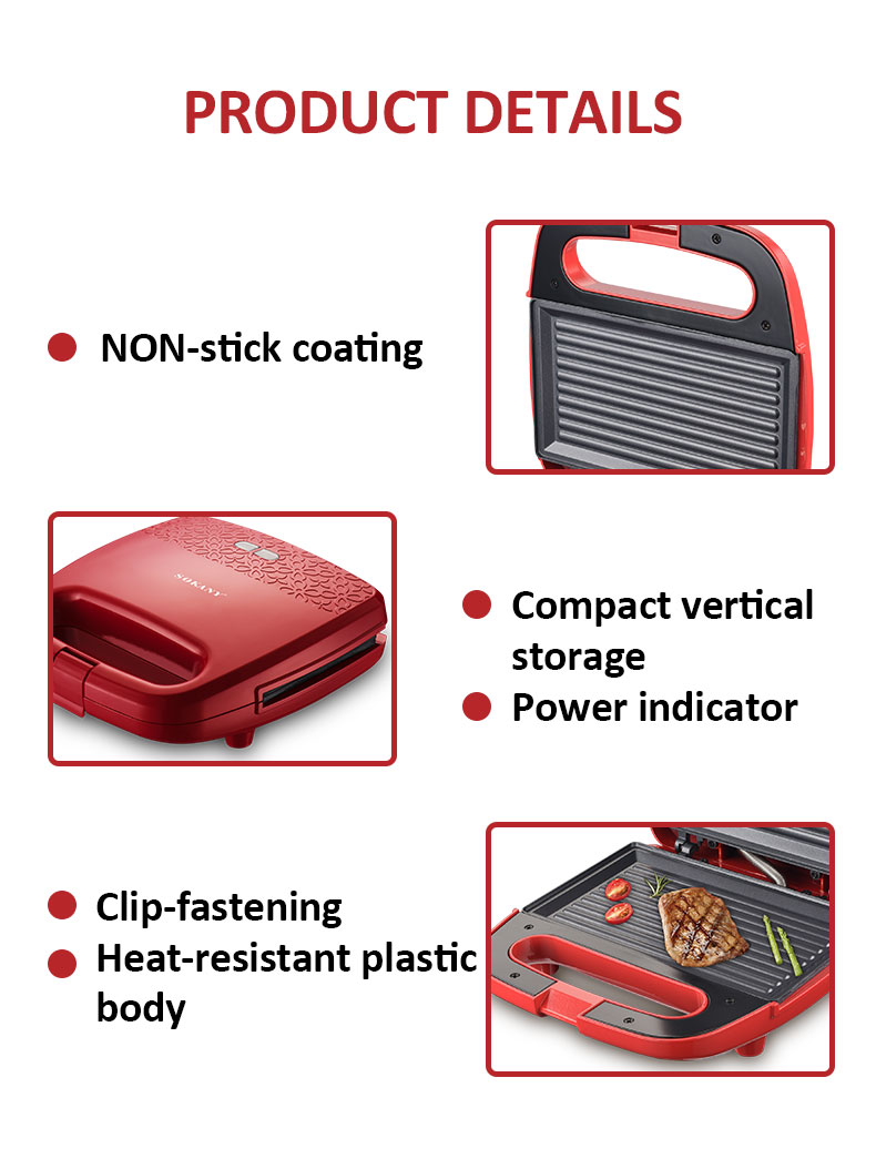 SOKANY Electric Folded Breakfast Maker Sandwich Maker Non-Stick Fast ...