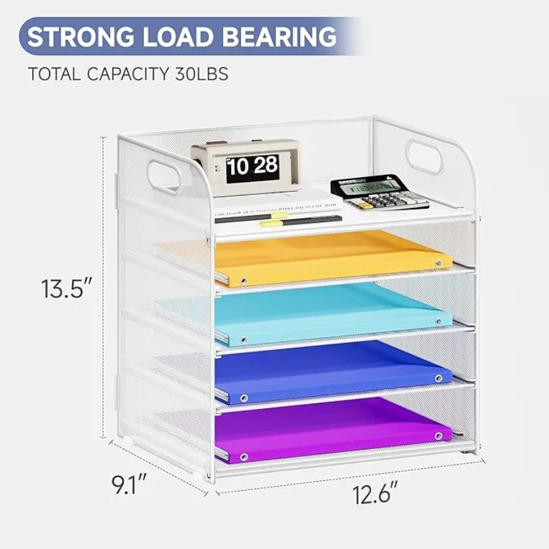 Desktop document organizer 5-tier stable sliding tray large capacity ...