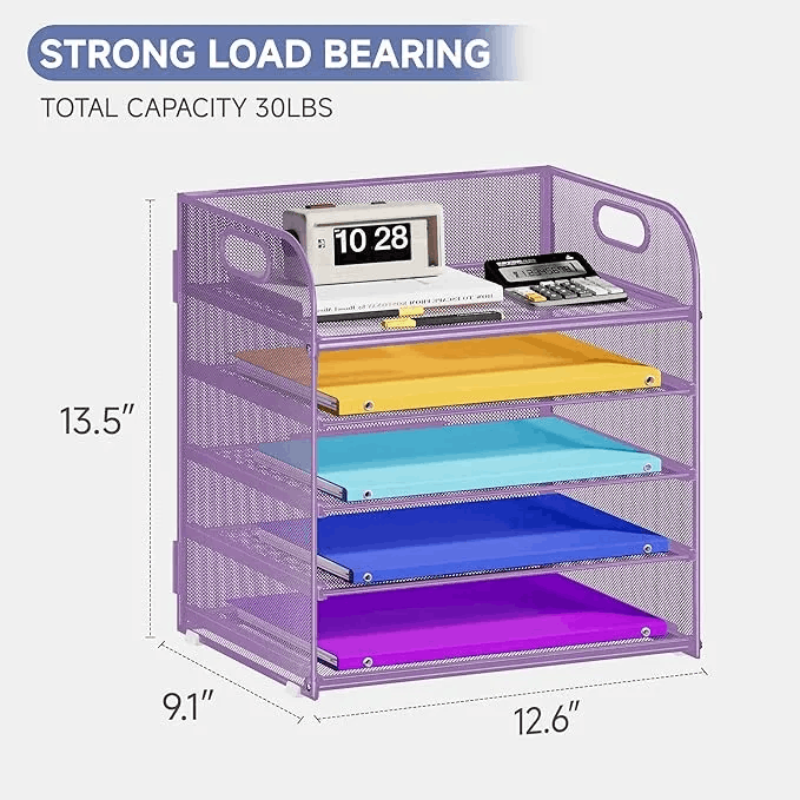 Desktop document organizer 5-tier stable sliding tray large capacity ...