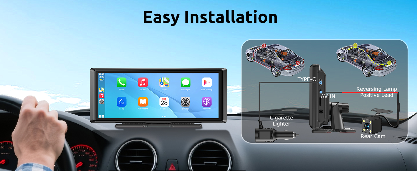 ESSGOO 8.1" INCH Portable Car Player CarPlay Android Auto FHD IPS 2.5D ...