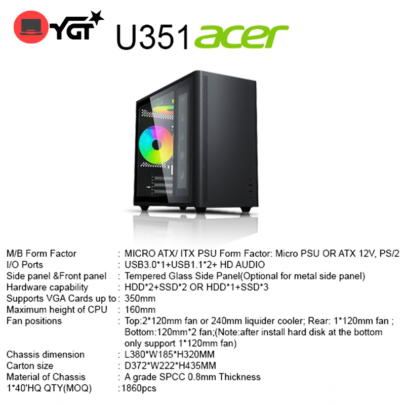 ACER U351 Gaming Case Supported Micro ATX/ITX PC Case Desktop Computer ...