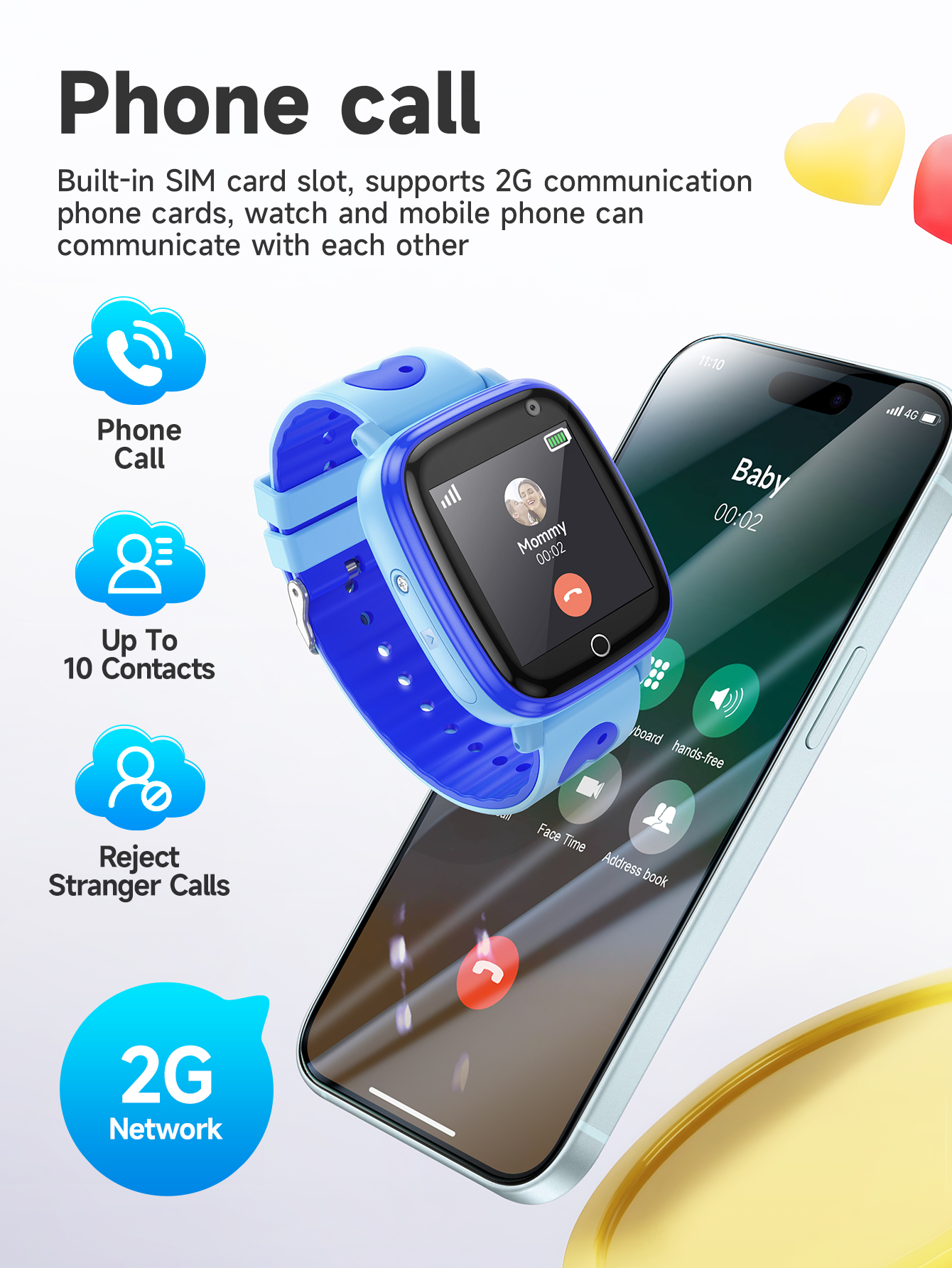 HOCO Y100 Children Smart Watch Call Function For Girl/Boy 1.44 inch HD ...