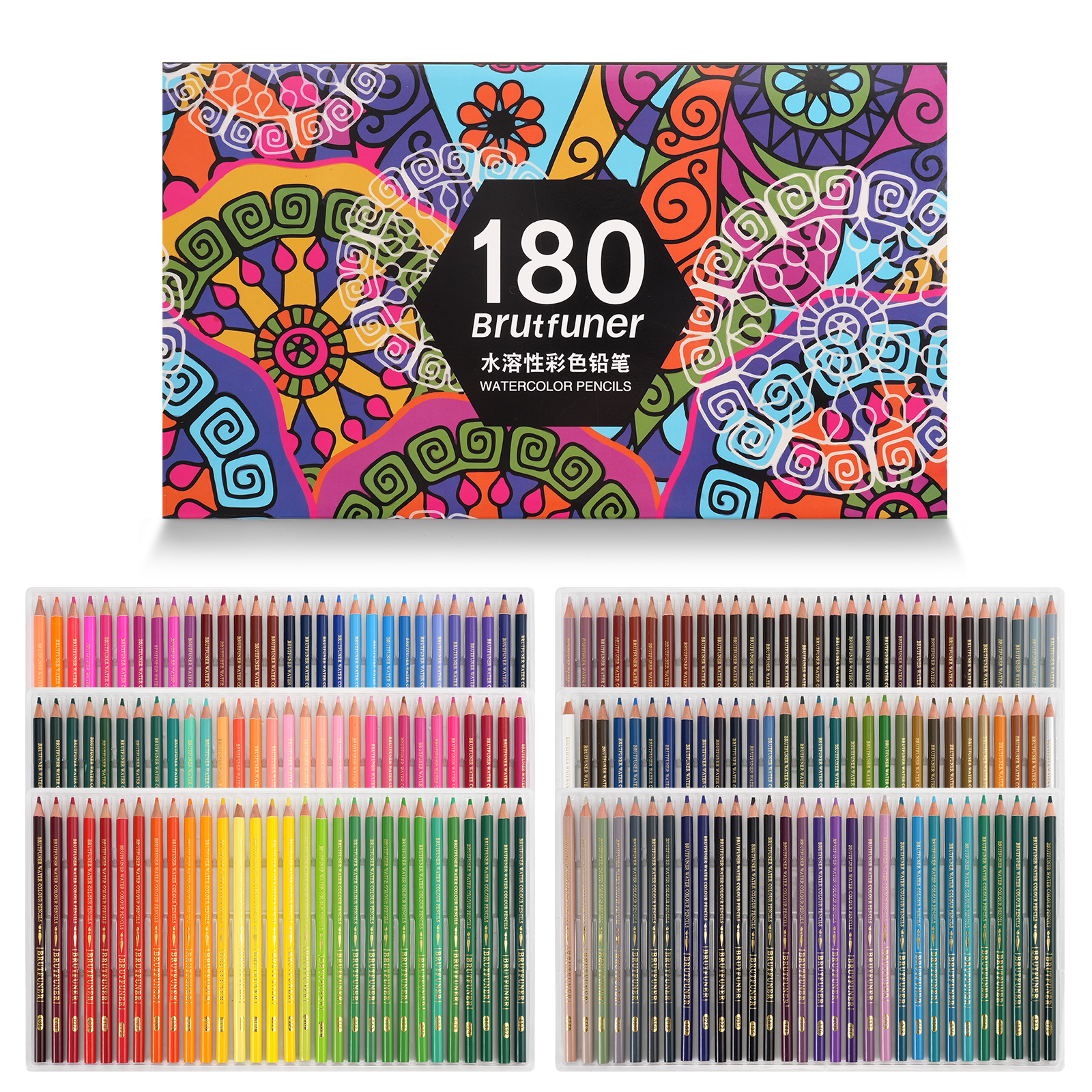 Brutfuner 48/72/120/180Pcs Water-soluble Colored Pencil Set for Adult ...