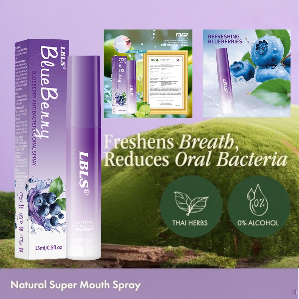 Blueberry Mouth Spray Breath Freshener Oral Spray Removal of Smoke Odor ...