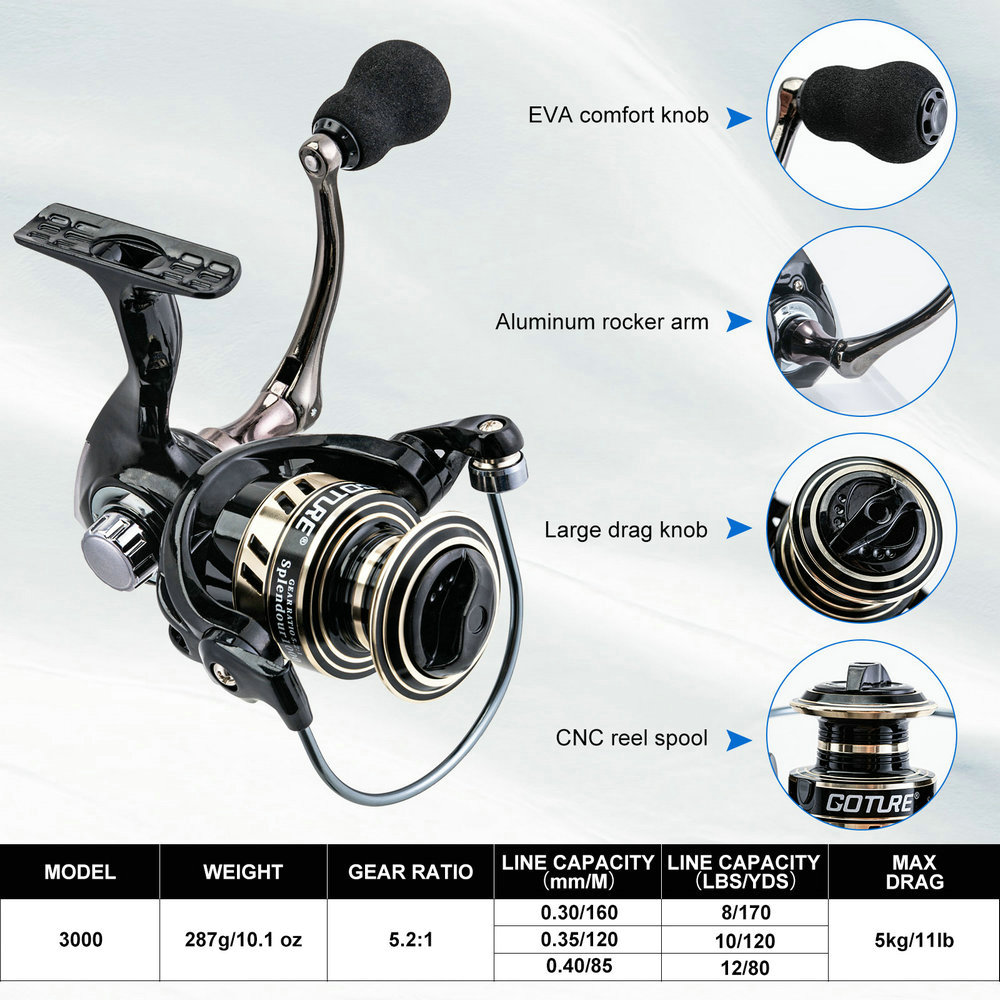 GOTURE Telesscopic Spinning Fishing Rod Reel Line Lure Combos With Bag ...