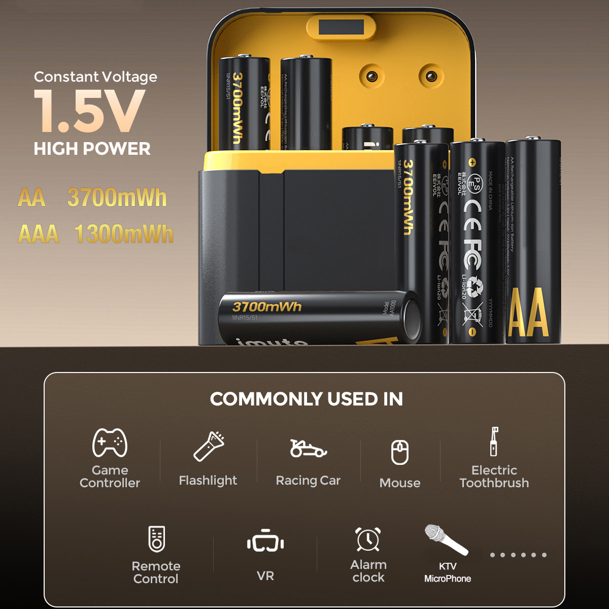 YAMZI 1.5V Lithium Rechargeable Battery 3700mWh AA And 1300mWh AAA ...