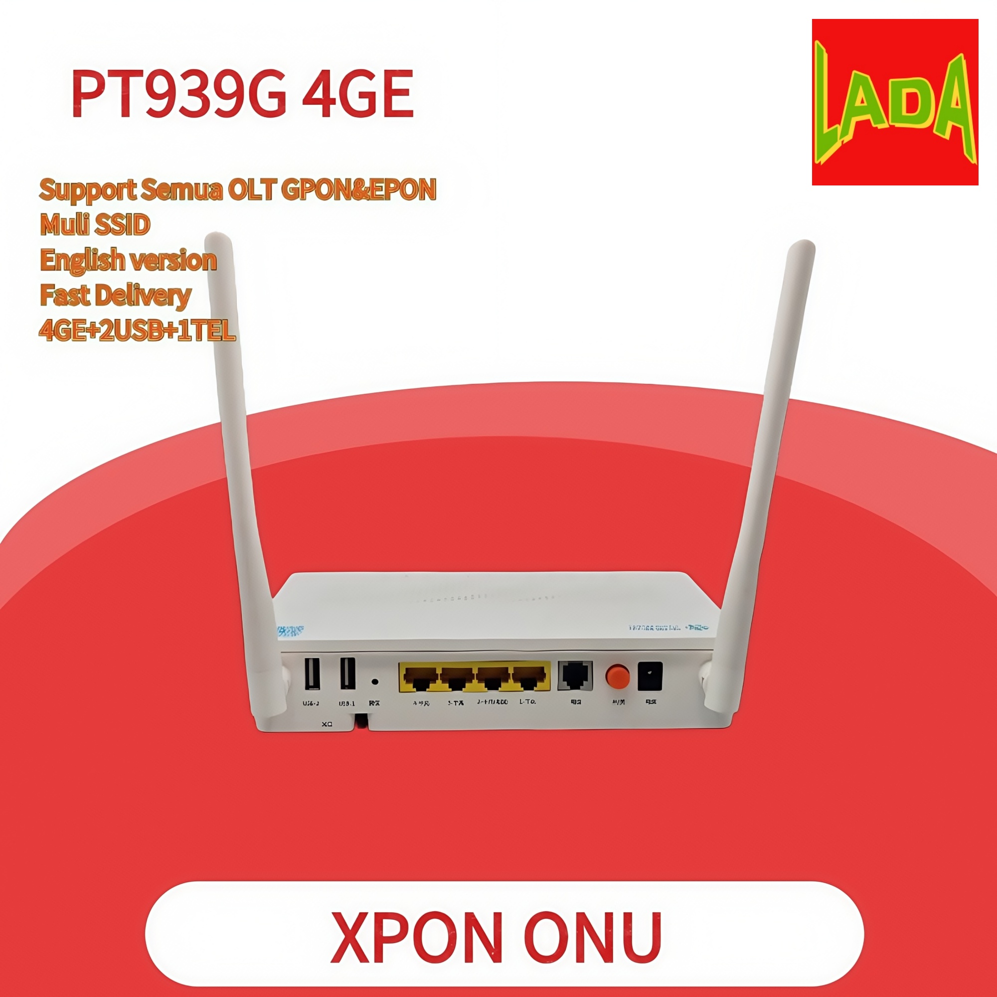 4 Antennas new PT939G EG8141A5 EPON / GPON / XPON ONU FTTH Gigabit modem + WIFI function English ...