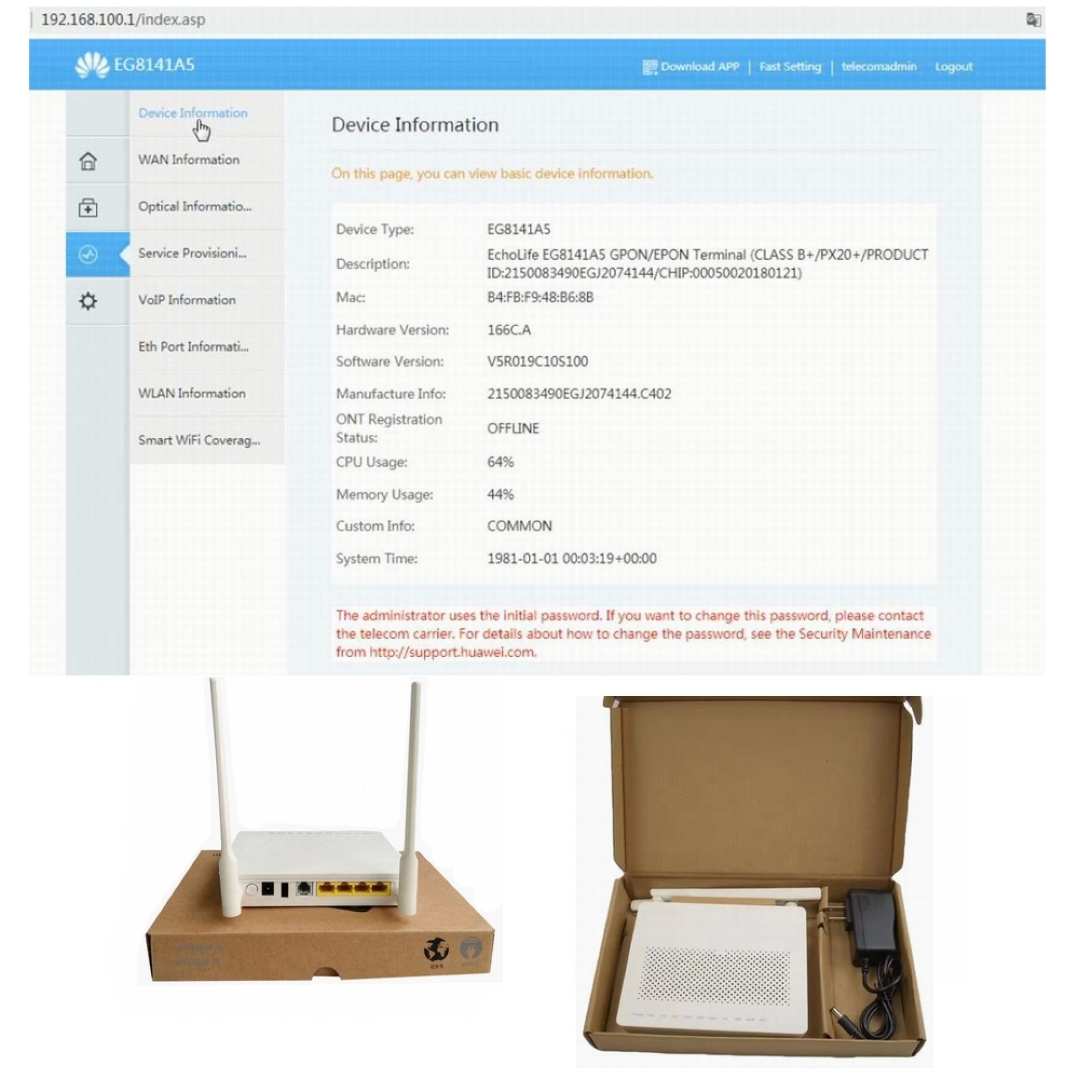 (new)Dual Band Modem PT939G HG8141A5 XPON EPON ONU ONT OLT 2.4G&5G 4GE+1TEL+2USB (Contains ...
