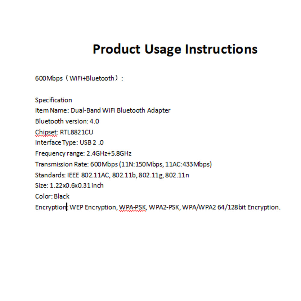 USB WiFi 5 Adapter 2-in-1 Wireless Network Card 600Mbps Bluetooth ...