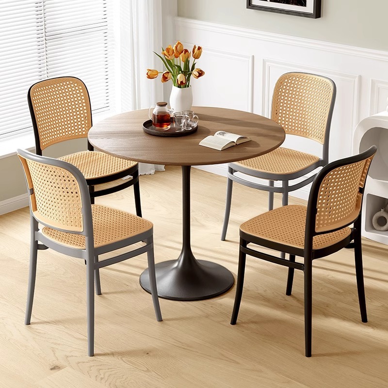 Dining Chair With Backrest Plastic Rattan Chair Nordic Plastic ...