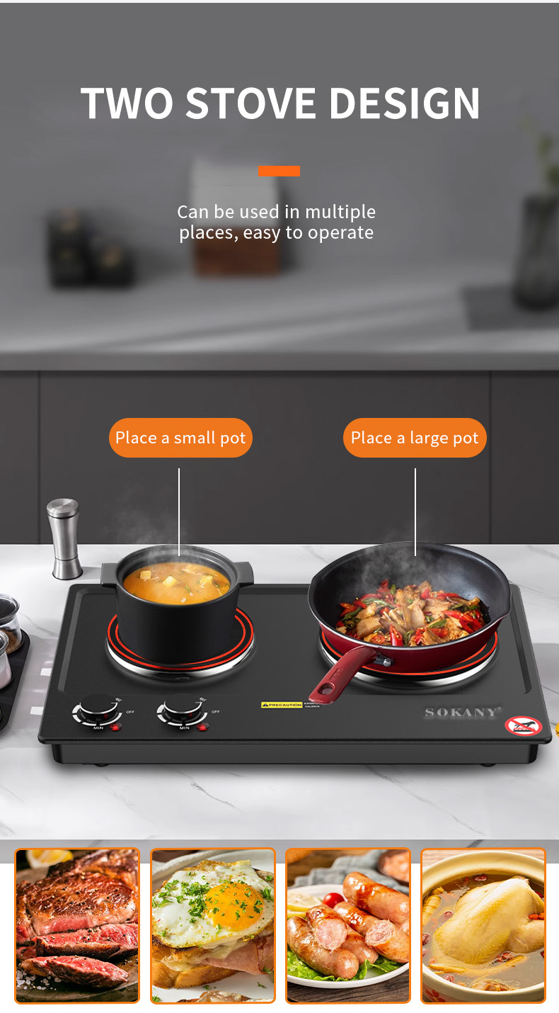 SOKANY 2500W Induction Cooke Electric Induction Cooker Double Headed ...