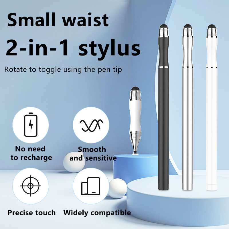 2-in-1 Capacitive Stylus - No Charging Needed for Android/iOS Tablets ...