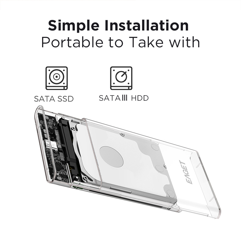 Eaget 2.5 Inch HDD Enclosure 6Gbps Type C for External SSD Hard Drive ...