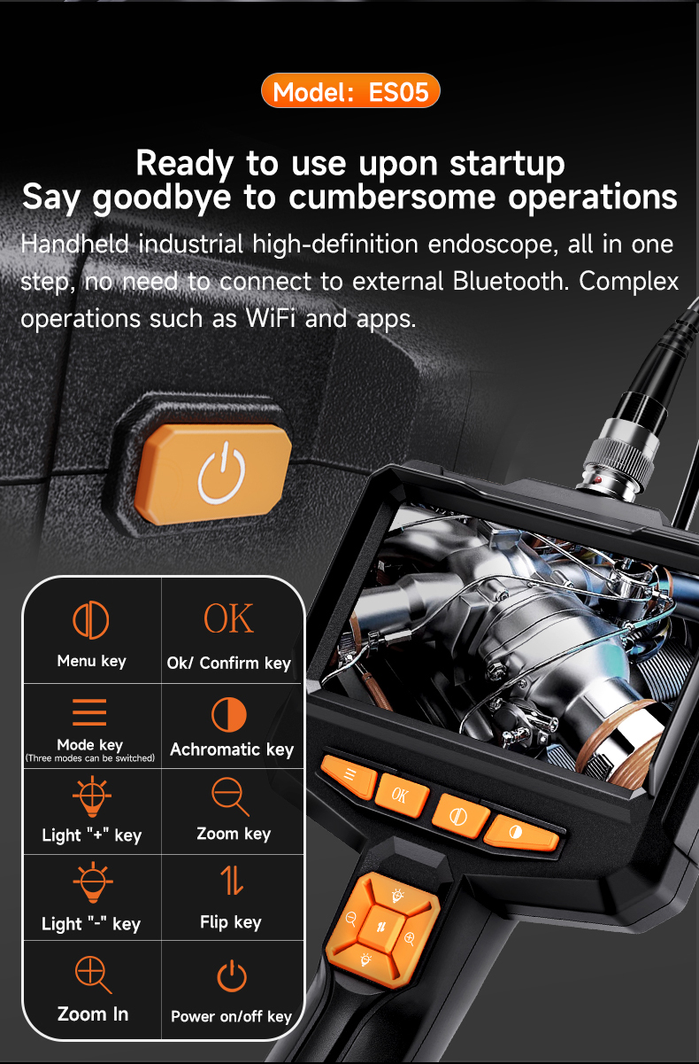 4.3 Inch IPS high definition Screen Industrial Endoscope HD1080P Single ...