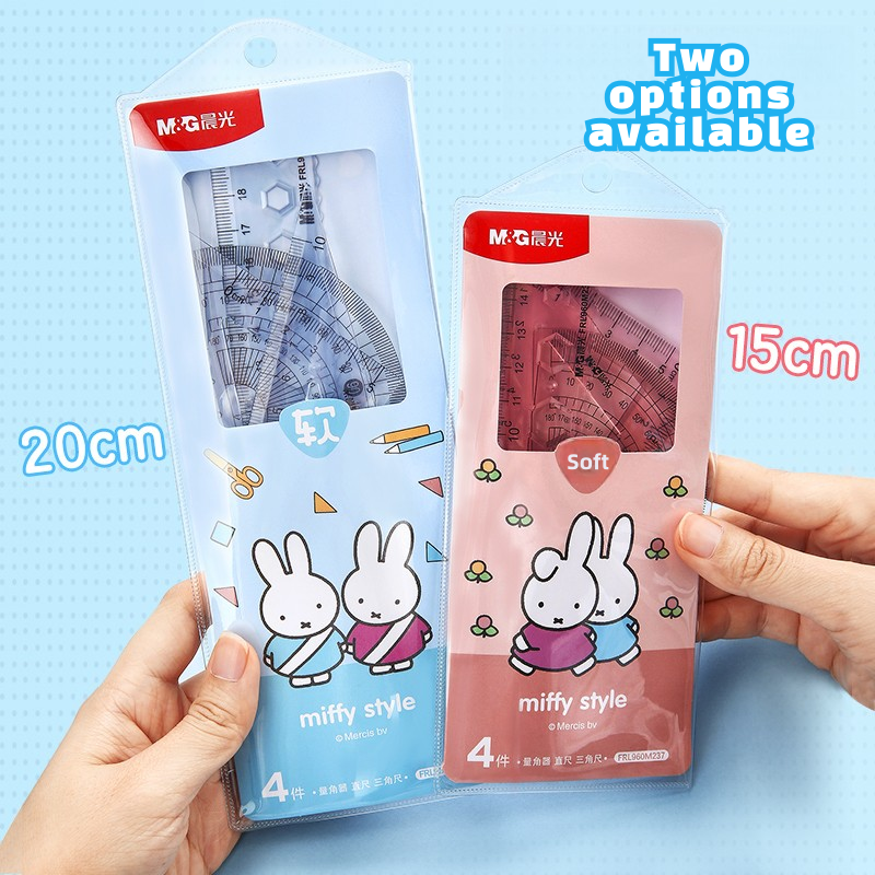 M&G Miffy Soft Ruler Set Multi-Function Measuring Tool Triangular Plate ...