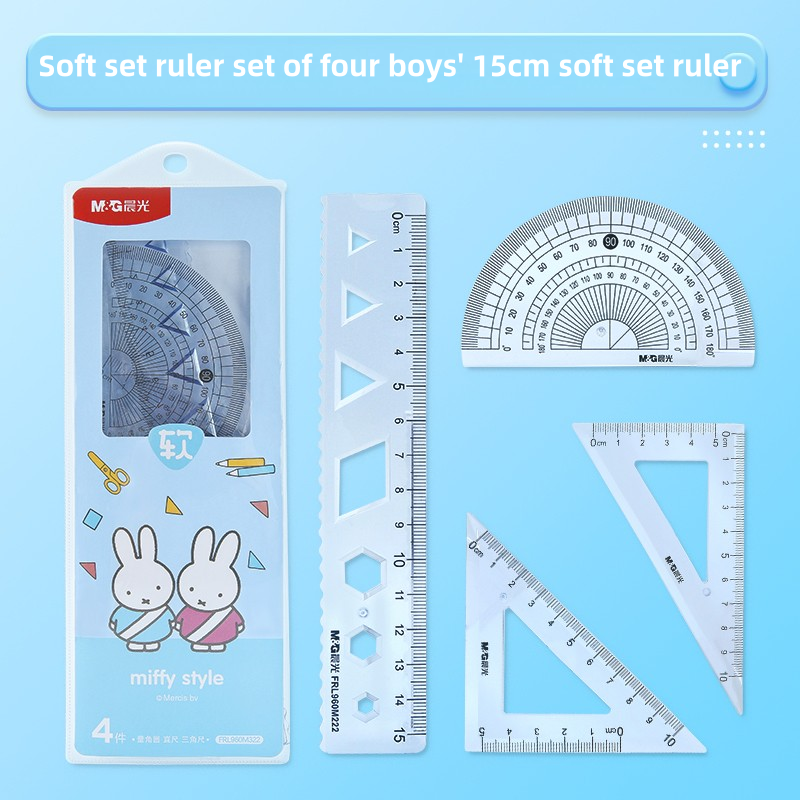 M&G Miffy Soft Ruler Set Multi-Function Measuring Tool Triangular Plate ...