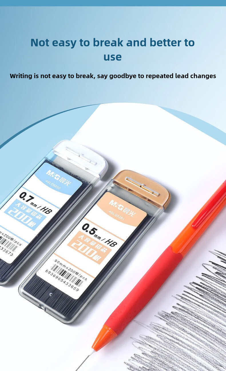 M&G Mechanical Pencil Leads, 200 Leads/Box, Hb 0.5mm/0.7mm, High ...
