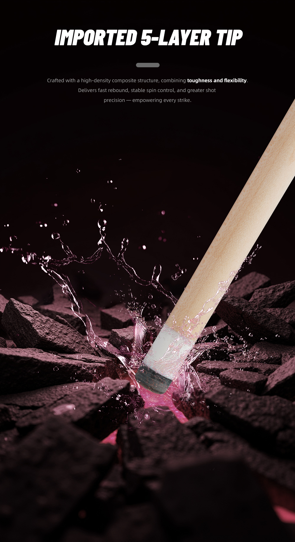 Zokue Pink Pool Cue Stick Prism Series Low Deflection Easy to Control ...