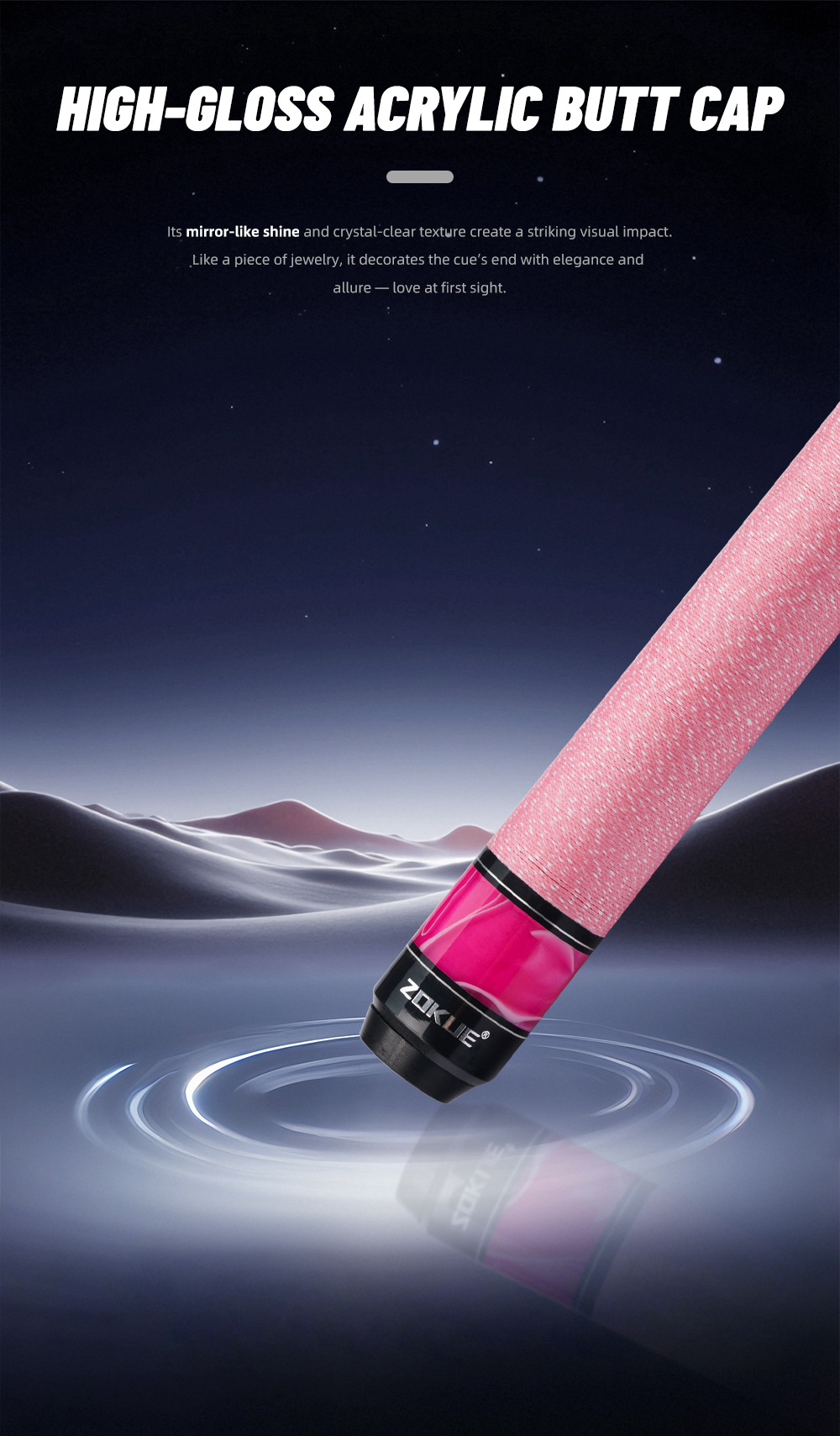 Zokue Pink Pool Cue Stick Prism Series Low Deflection Easy to Control ...