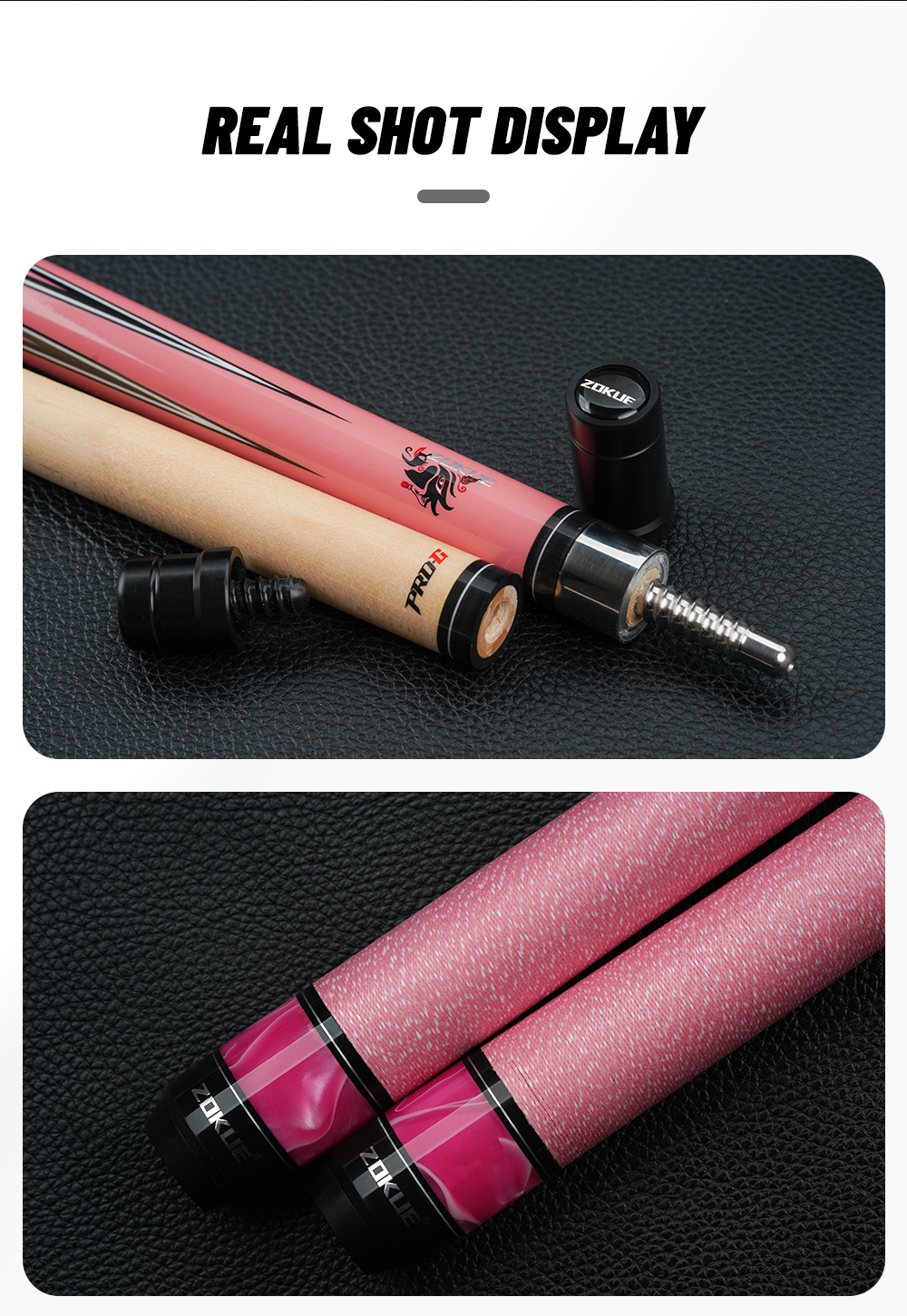 Zokue Pink Pool Cue Stick Prism Series Low Deflection Easy to Control ...