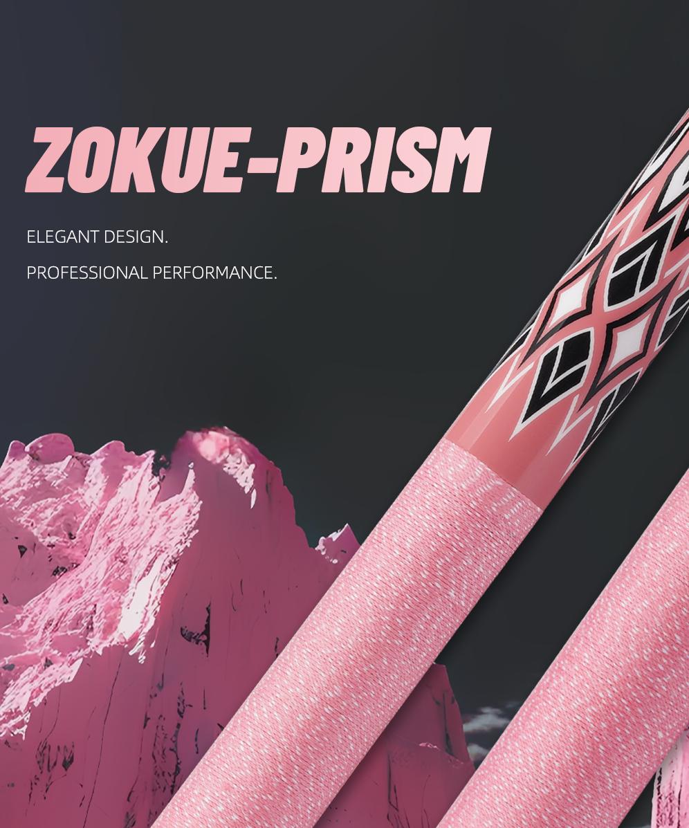 Zokue Pink Pool Cue Stick Prism Series Low Deflection Easy to Control ...