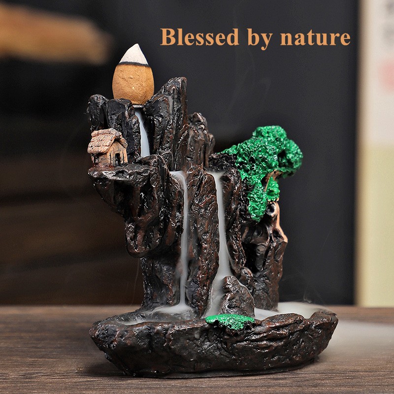 Feng Shui Cone Resin Backflow Incense Burner Waterfall Incense Holder ...