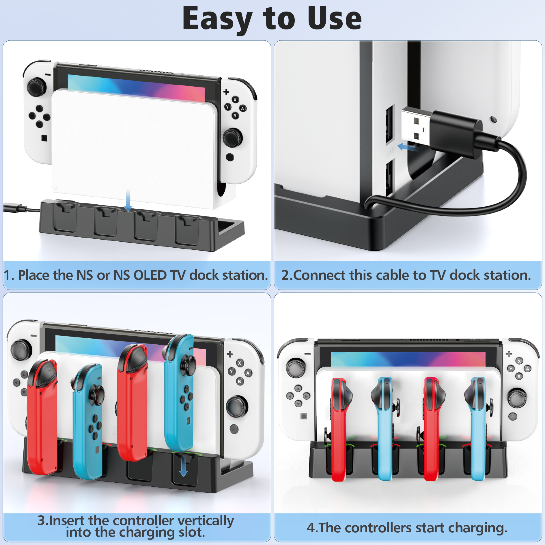 Charging Dock Station with Charge Cable for Nintendo/Switch OLED Game ...