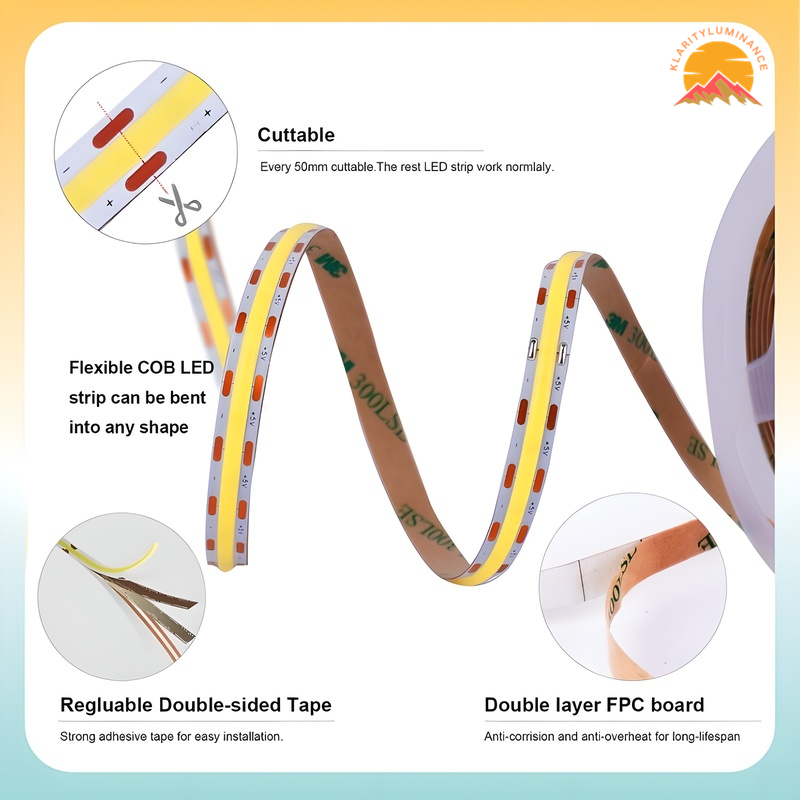 320 LEDs/m 12V/24V COB LED Strip Light 5M/10M Flexible Light Strip Home ...