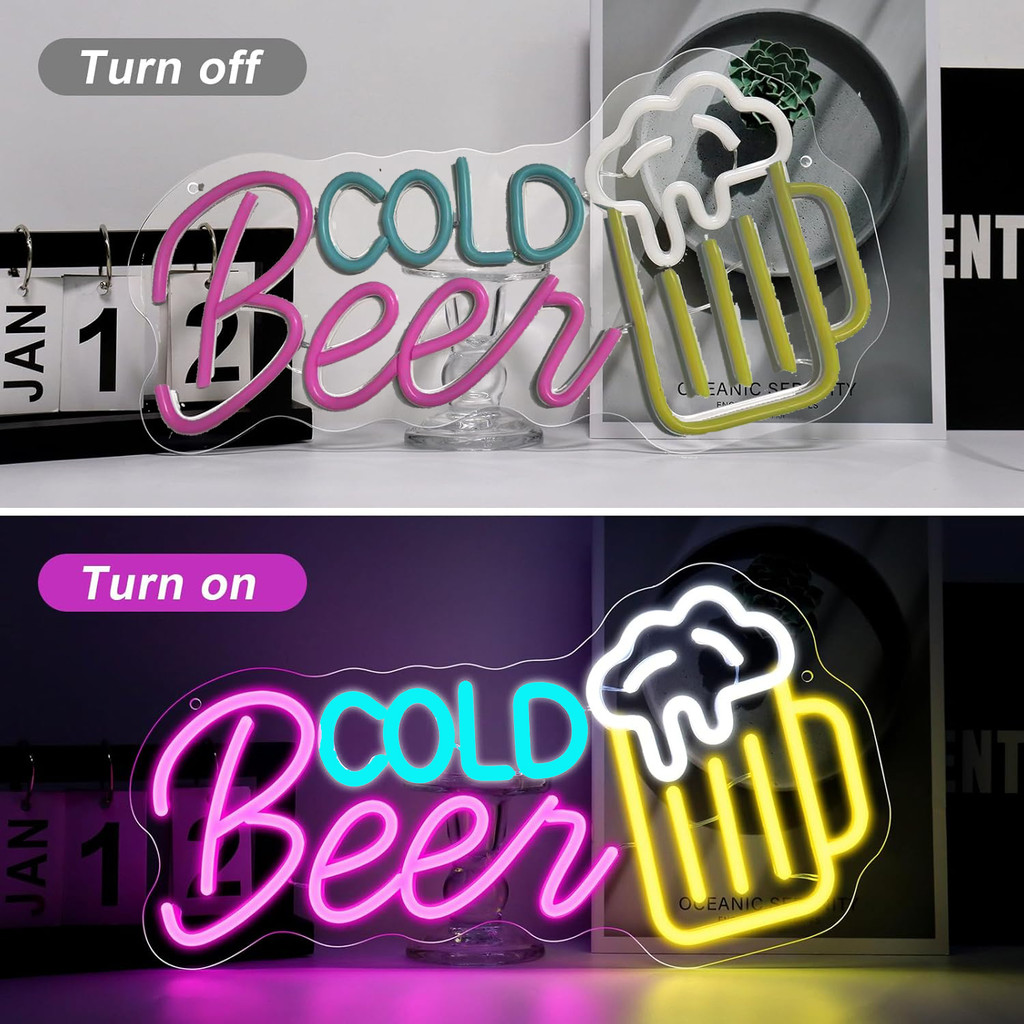 Bar Decor Beer Sign 3D LED Neon Light Open Signage Billboard Luminous ...