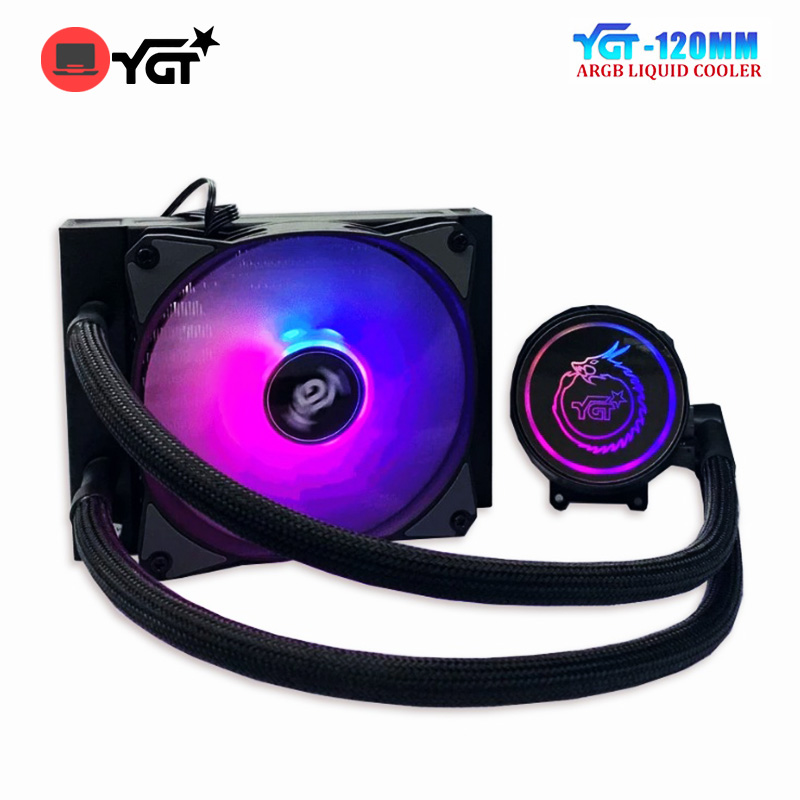 YGT Black CPU Liquid Cooler All-in-one ARGB 120mm Cooling Fan Heatsink For PC Computer | Shopee ...