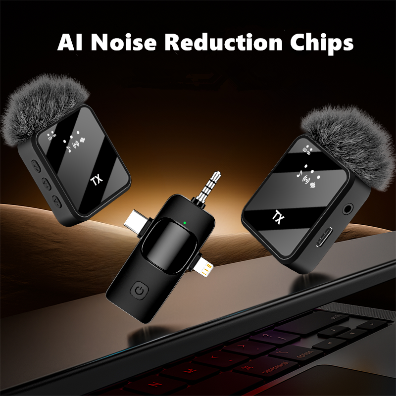 New 3-in-1 Wireless Microphone with Noise Canceling Ball for Phone Live ...