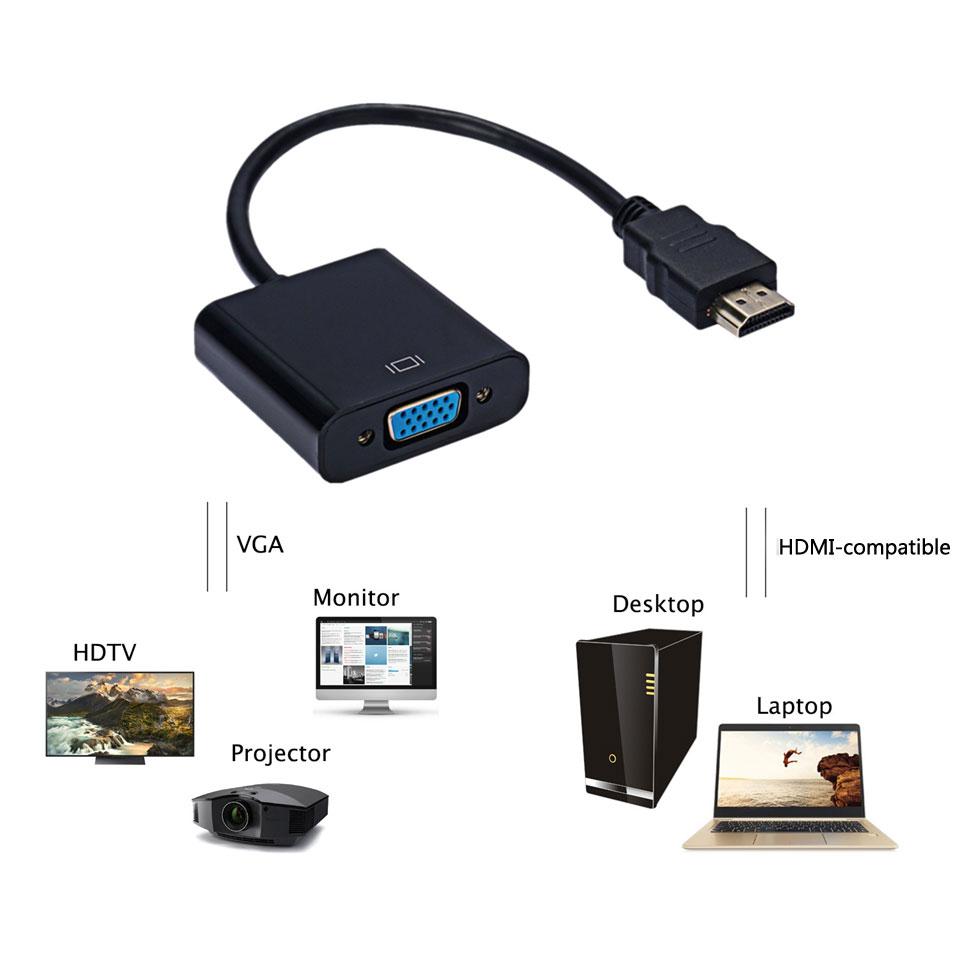 HDMI to VGA Cable Converter HD HDMI-compatible to VGA Female Adapter ...