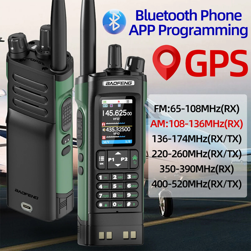 Baofeng UV-32L GPS Walkie Talkie Two Way Radio Long Range 10W High Power Type-C Fast Charging AM ...