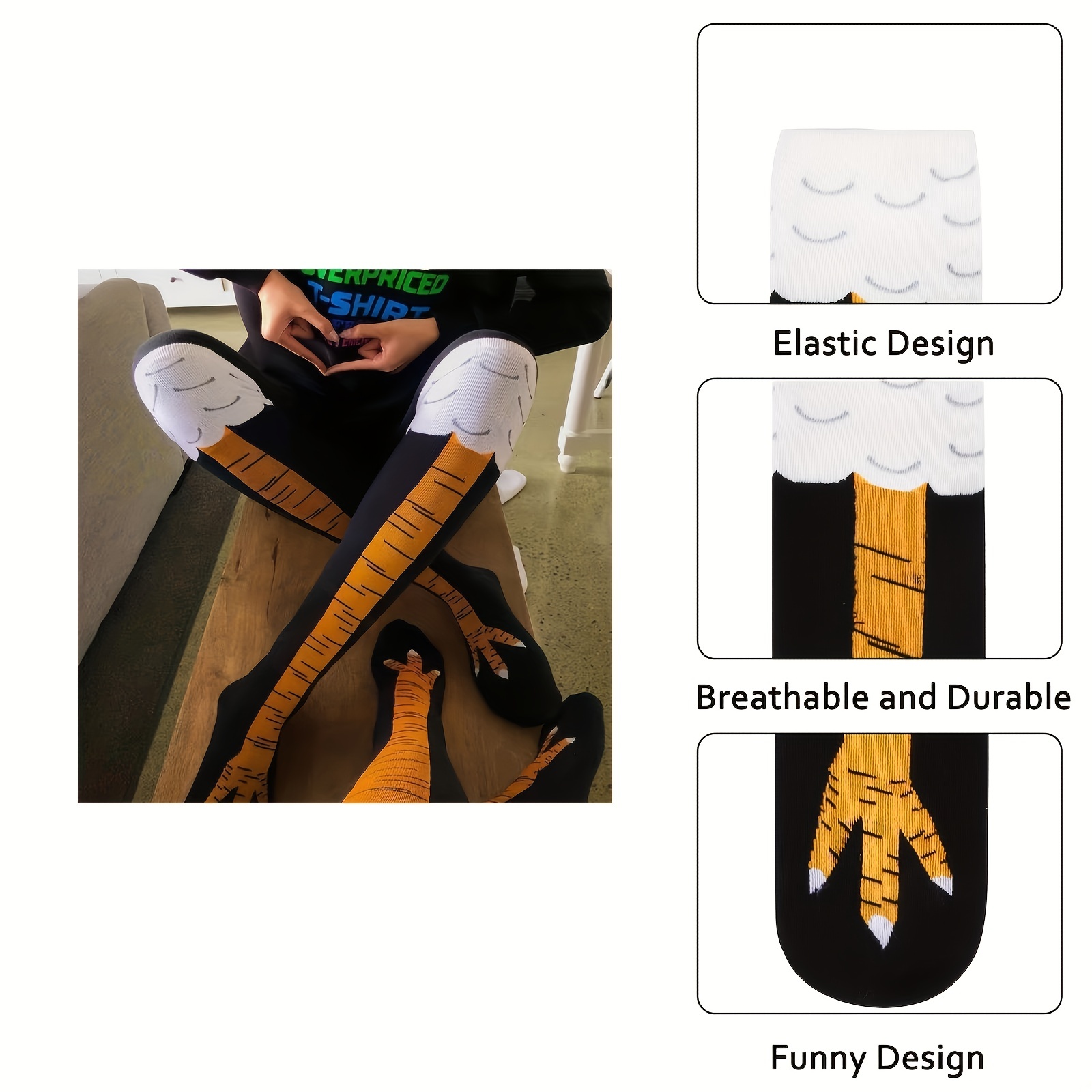 1 Pairs Chicken Feet Socks Chicken Leg Funny Party Slimming Long Socks ...