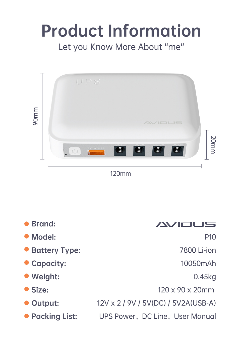 AVIDUS 7800mAh 10400mAh 16000mAh Mini CCTV UPS Power For Android And ...