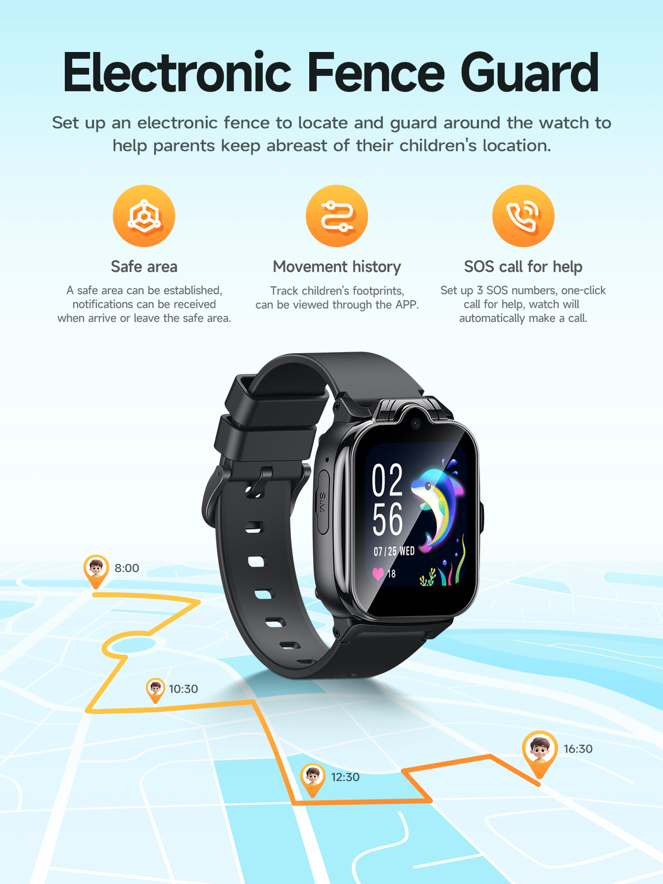 HOCO Y104 1.69 inch 2.5D HD Touch Screen 4G Children Phone Watch LBS ...