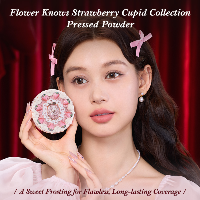 Flower Knows Strawberry Cupid Collection Pressed Powder With Cosmetic ...