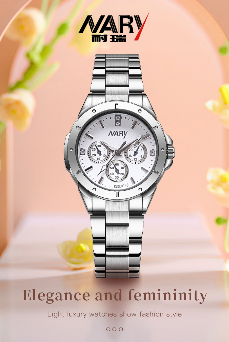 NARY Ladies Relo Wrist Watch For Woman Elegant Water Proof Original Stainless Steel With Box ...