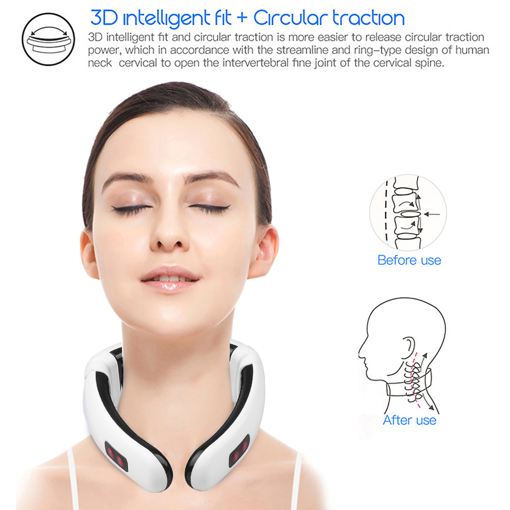 Electric neck massager with 6 modes, dual electronic pulse massage ...